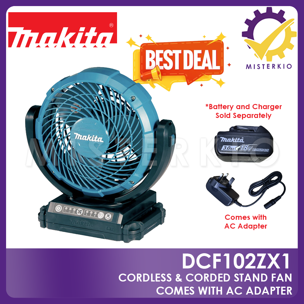 MAKITA AC/Cordless Battery Operated Dual Function Table Fan DCF102 ...