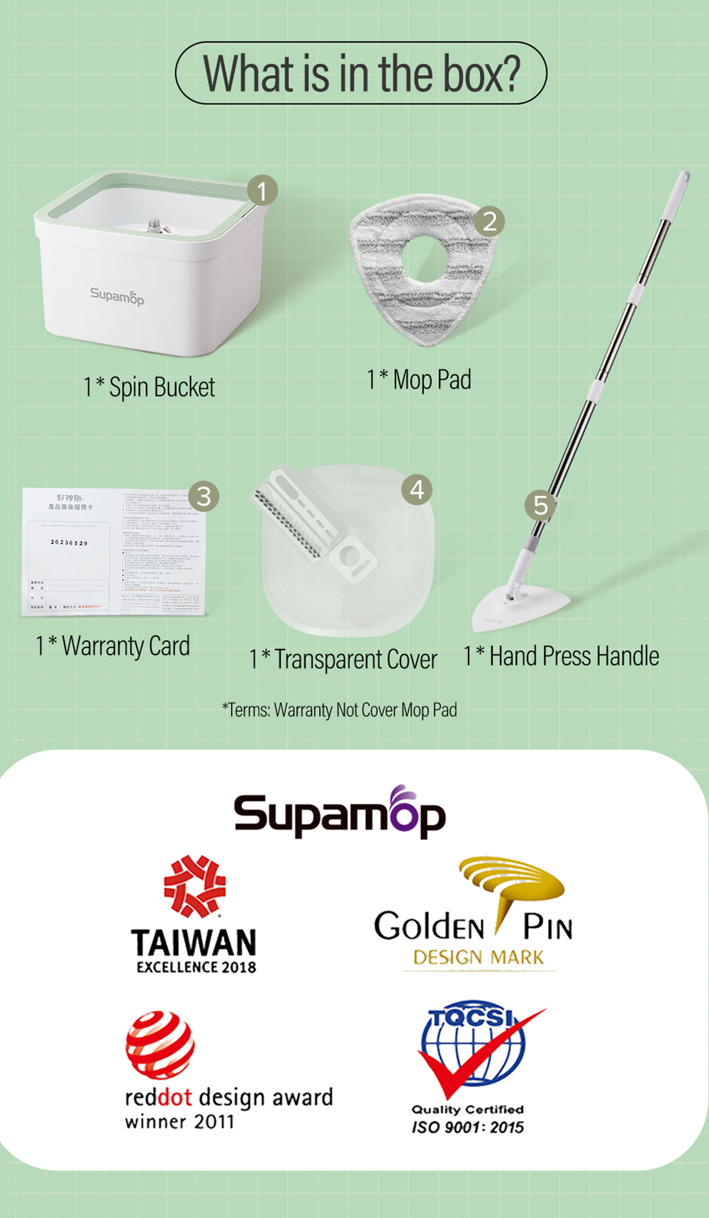 Supamop F104 Extremely Clean Spin Mop Set Clean and Dirty Water ...