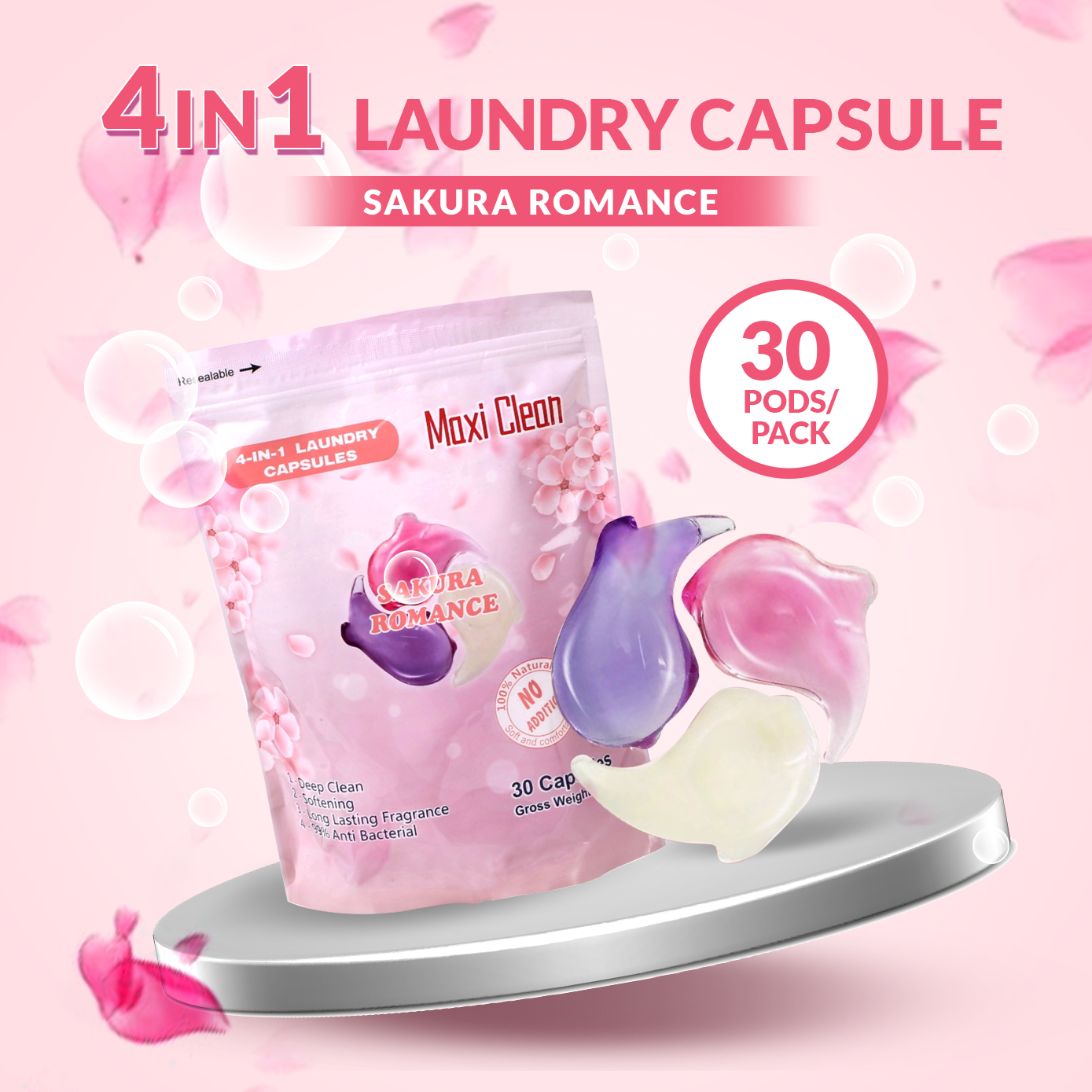 [Maxi Clean] READY STOCK 30 pods - 5 in 1 Laundry Capsule / 5 Types Available | Shopee Singapore