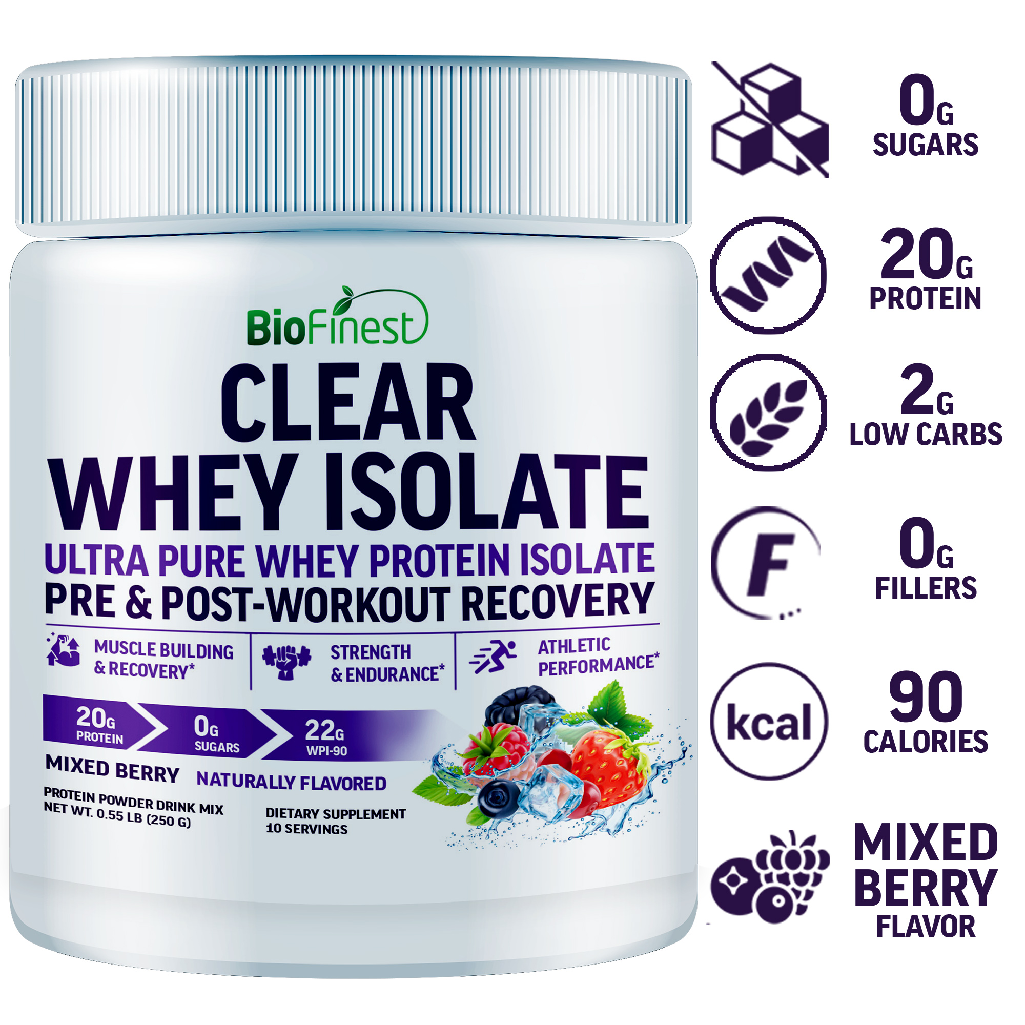 Biofinest Clear Whey Isolate Protein Powder - WPI Muscle Building Pre ...
