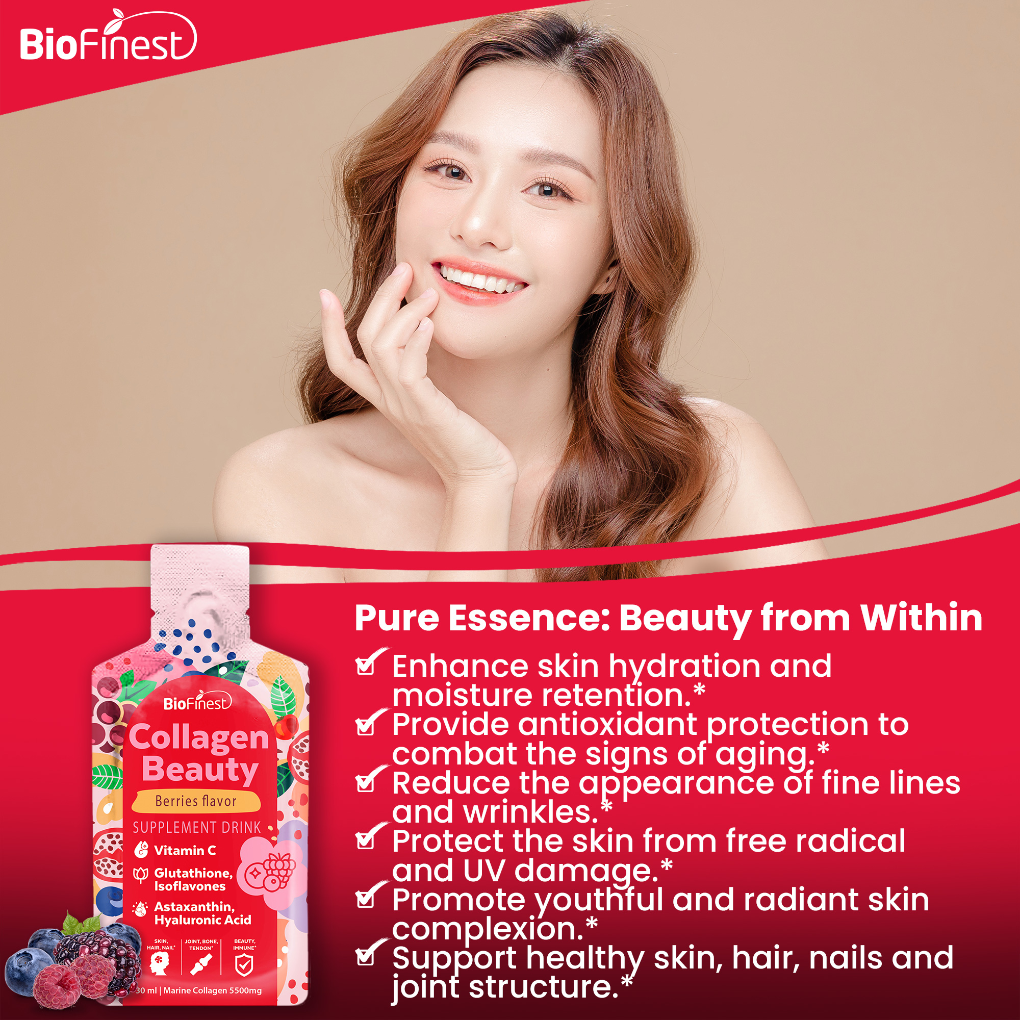 Biofinest Marine Collagen Peptides Beauty Drink 5500mg Hyaluronic Acid ...