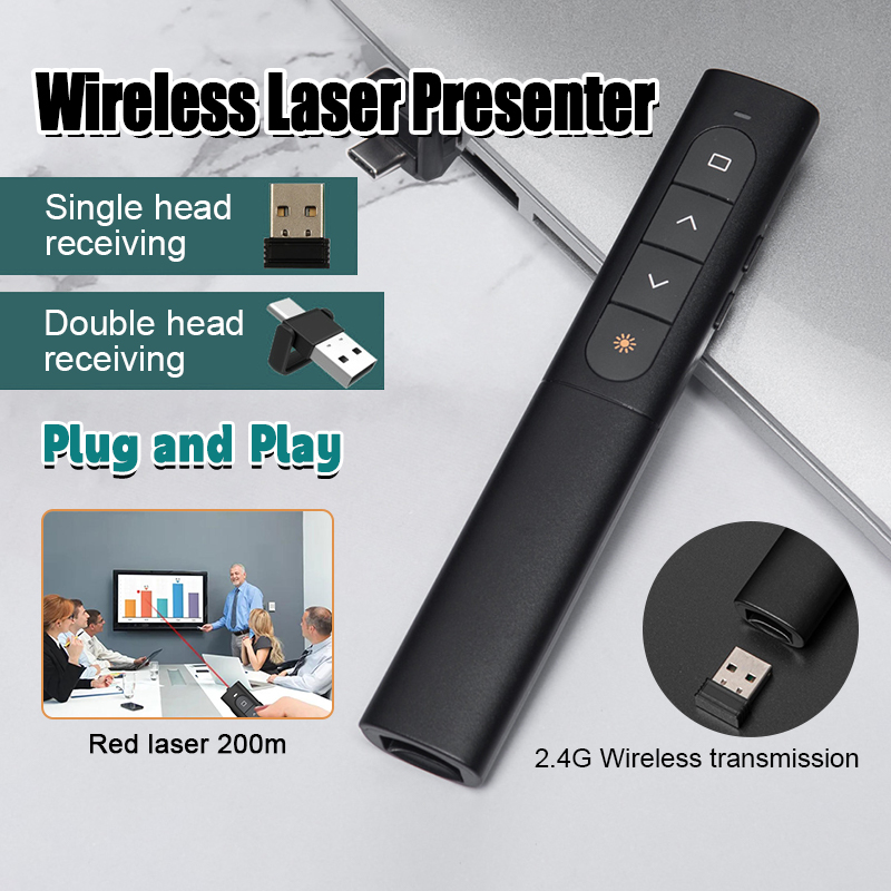 🇸🇬 Wireless Laser Pointer Clicker Presenter Mac Windows USB-A USB-C ...