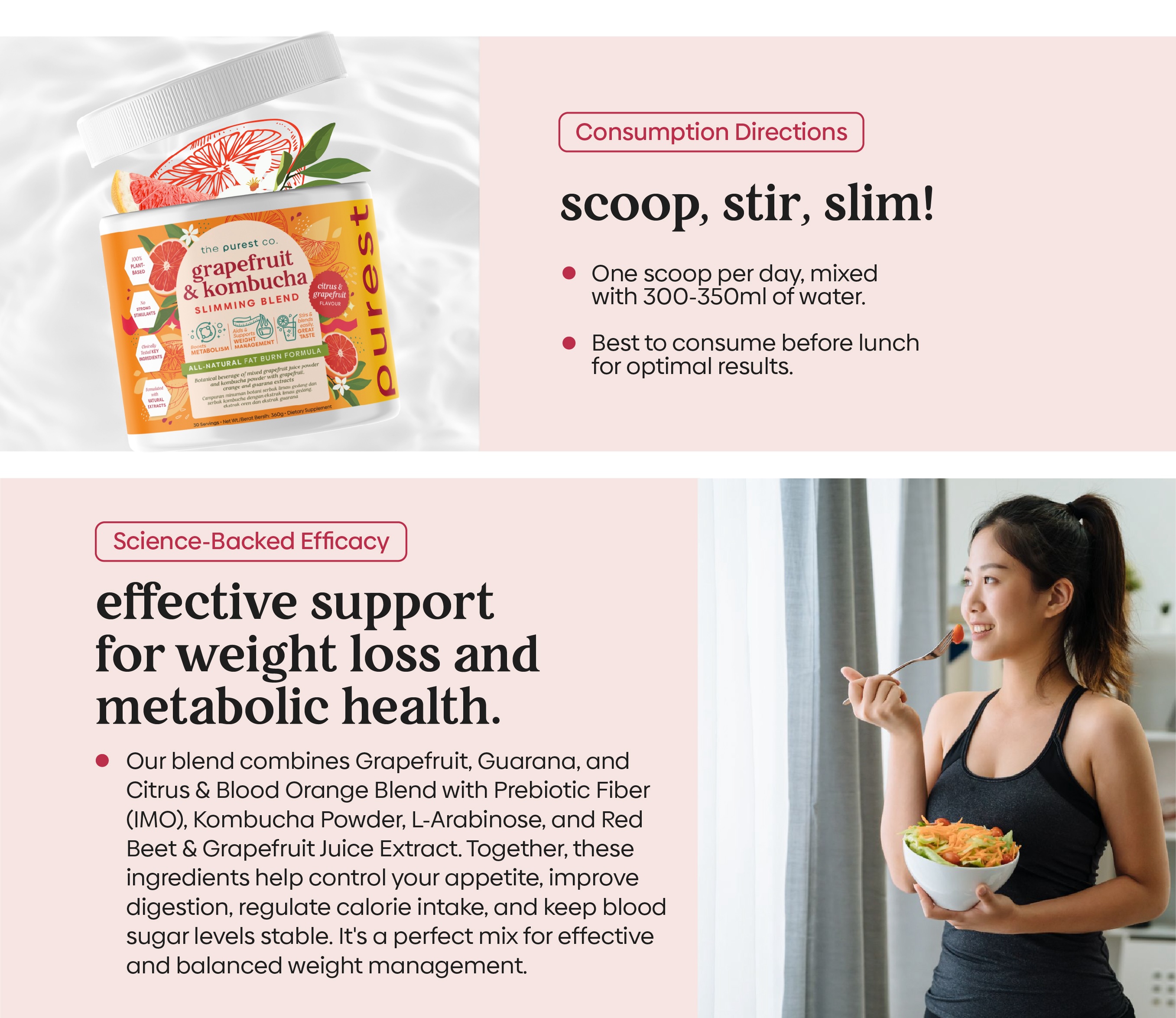 Purest Co Grapefruit & Kombucha Slimming Blend (Fat Burn & Weight Loss) | Shopee Singapore