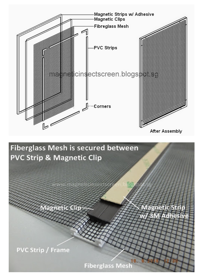 DIY Magnetic Mosquito Net / Insect Screen Kit (Flyscreen) White Grey ...