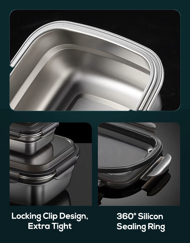 304 Stainless Steel Air Tight Food Container Box Anti-Bacterial Medical ...