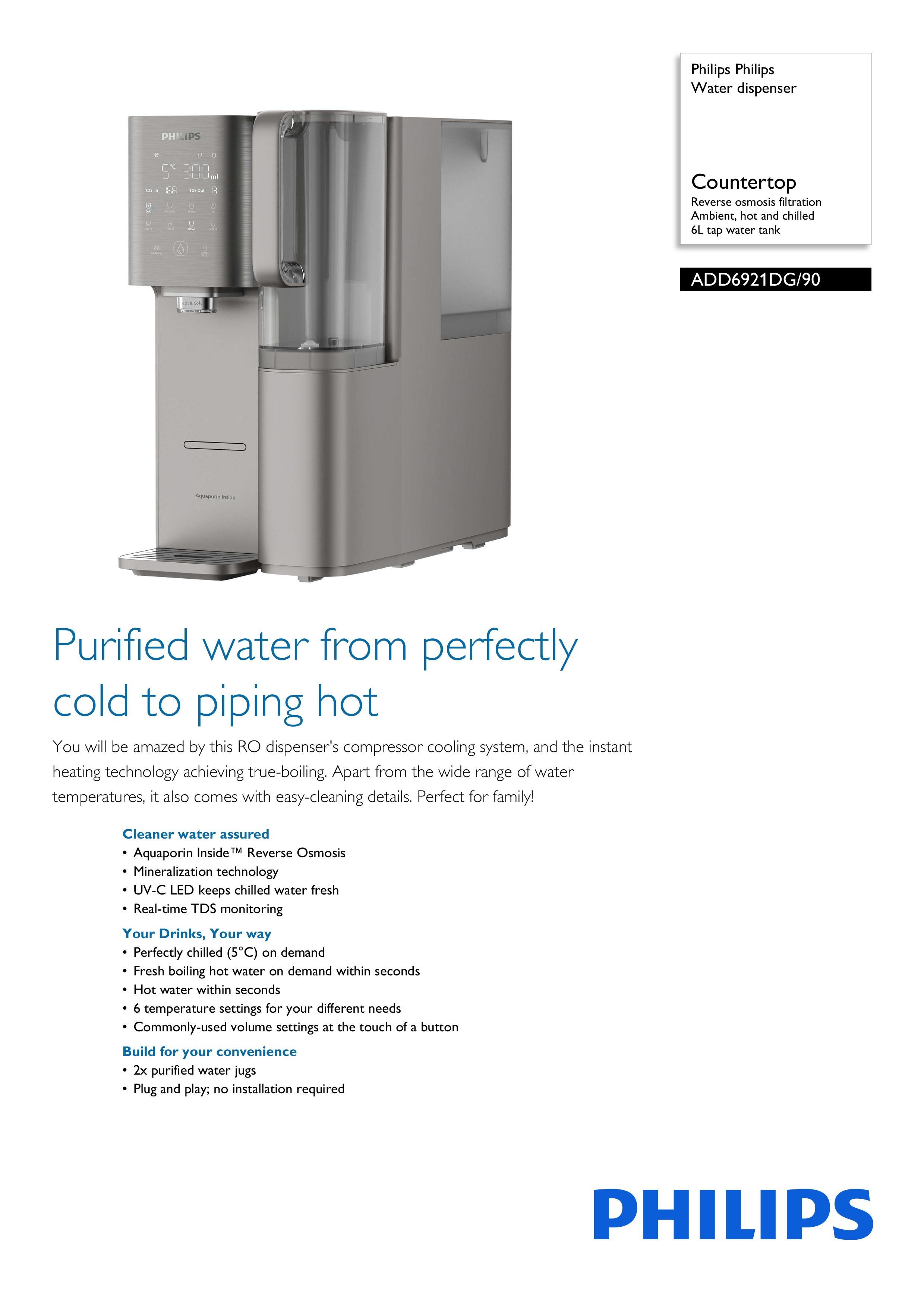 Philips Water dispenser ADD6921DG with FOC Midea Water Filter Purifier ...