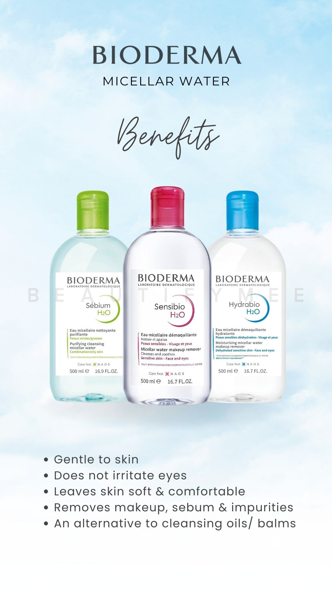 Bioderma Micellar Water Makeup Remover (Sensibio H2O, Sebium H2O ...