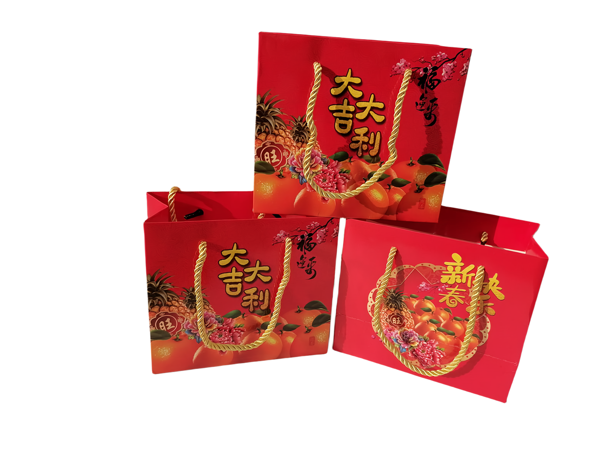 [SG Stock]CNY Orange Carrier, card paper with glossy film, gift bag ...