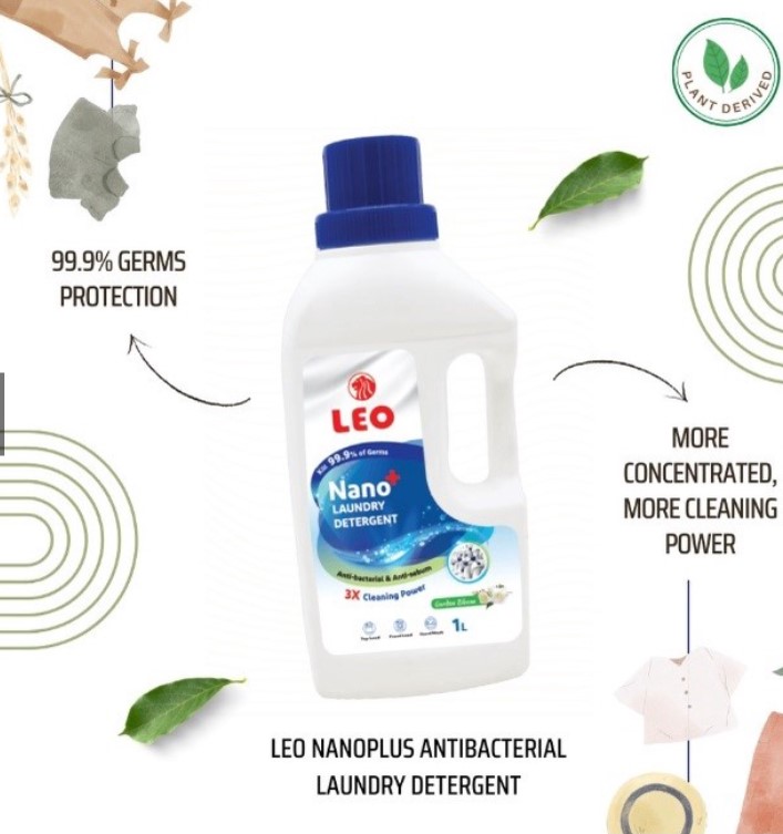 LEO Nanoplus Anti Bacterial Laundry Liquid Detergent 1L Garden Bloom ...