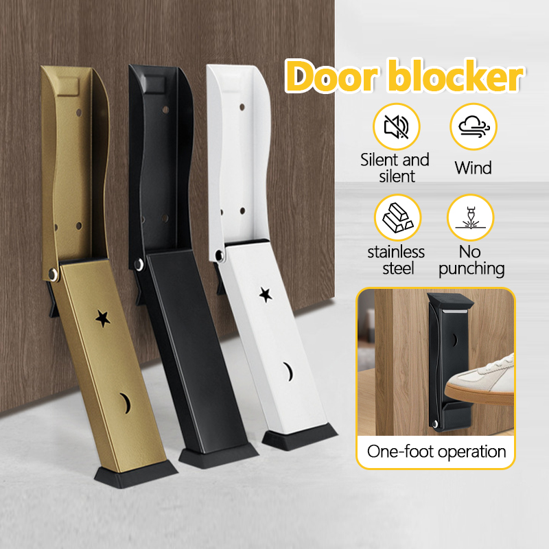 2-In-1 Heavy Duty Aluminum Alloy Door Stopper/No Drill Main Door Foot ...