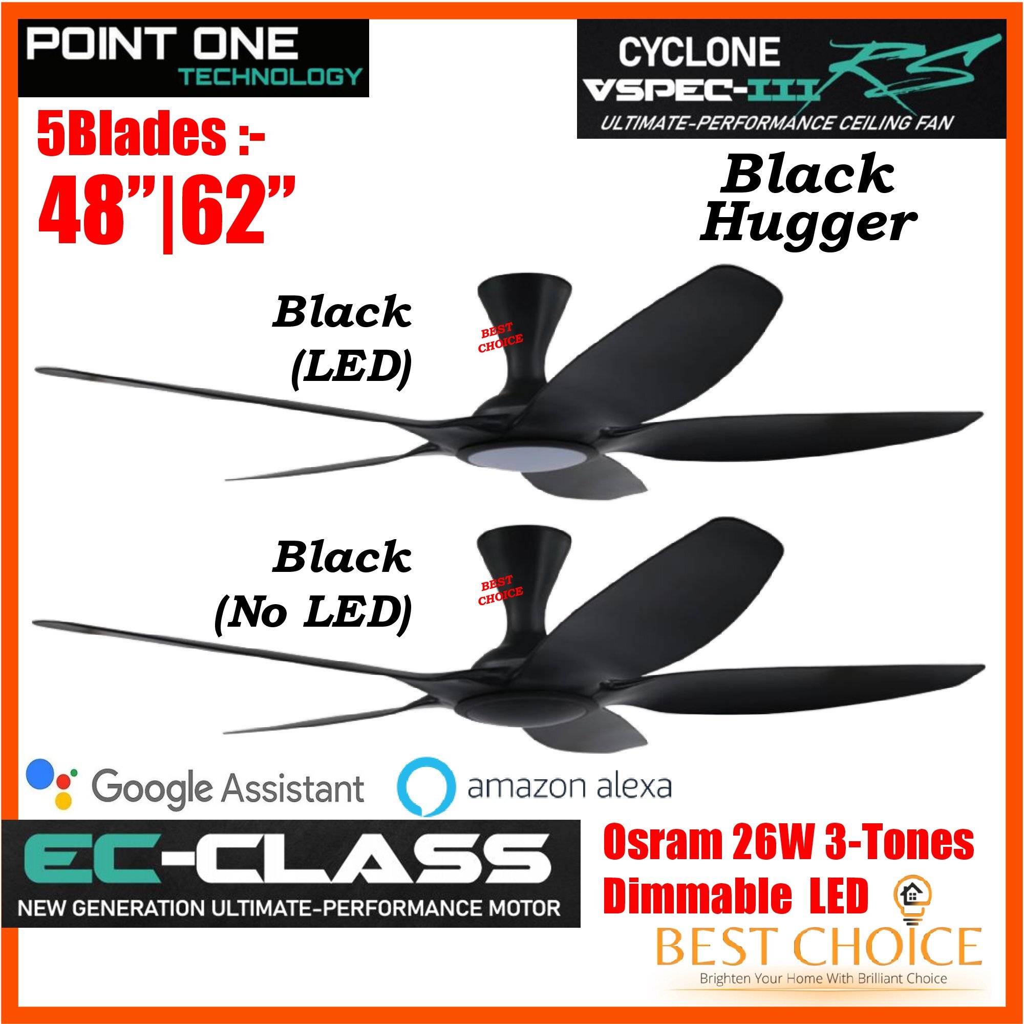 PO ECO CYCLONE VSPEC-III RS 5Blades Black Body SMART WIFI EC Motor ...