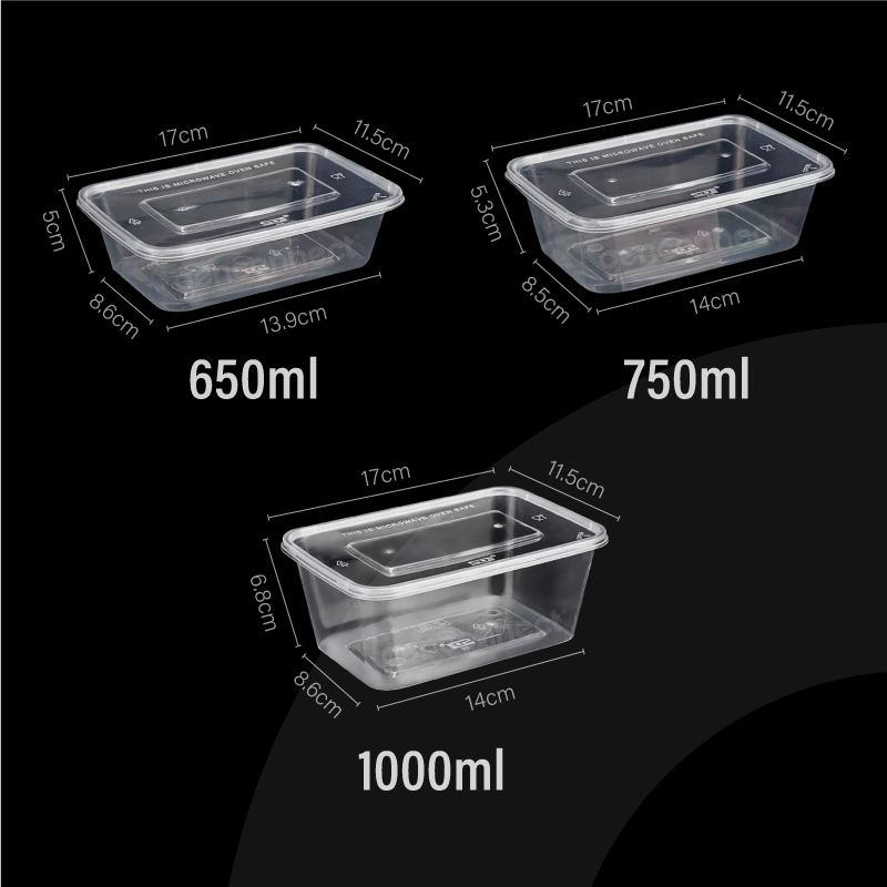 Disposable Rectangular Plastic Container Food tub with lid | Shopee ...