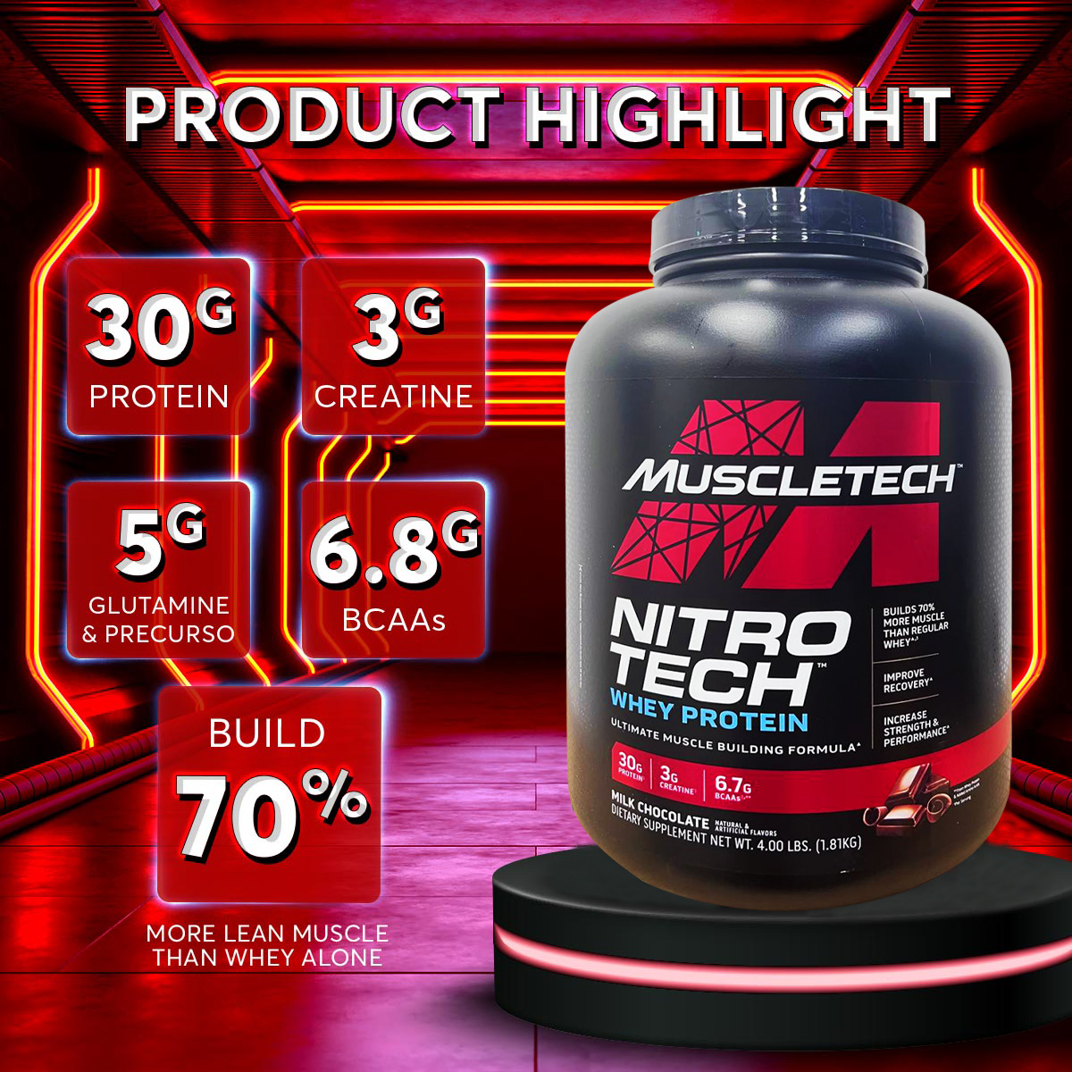Muscletech, Nitro Tech, Whey Protein Peptides & Isolate Primary Source ...