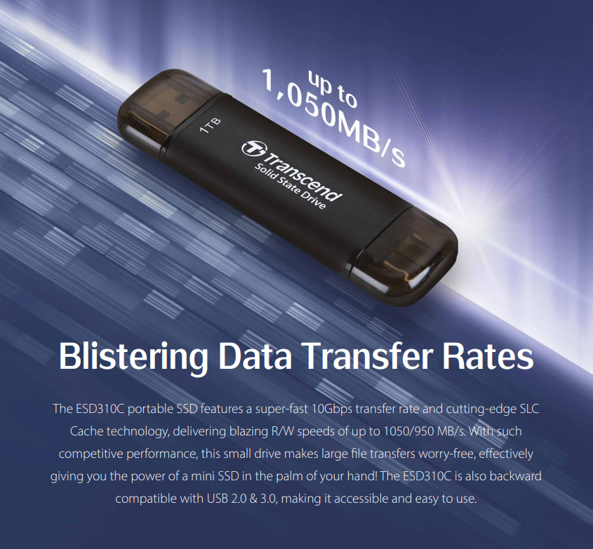 Transcend ESD310S Portable SSD -Silver (512GB/1TB/2TB) | Shopee Singapore