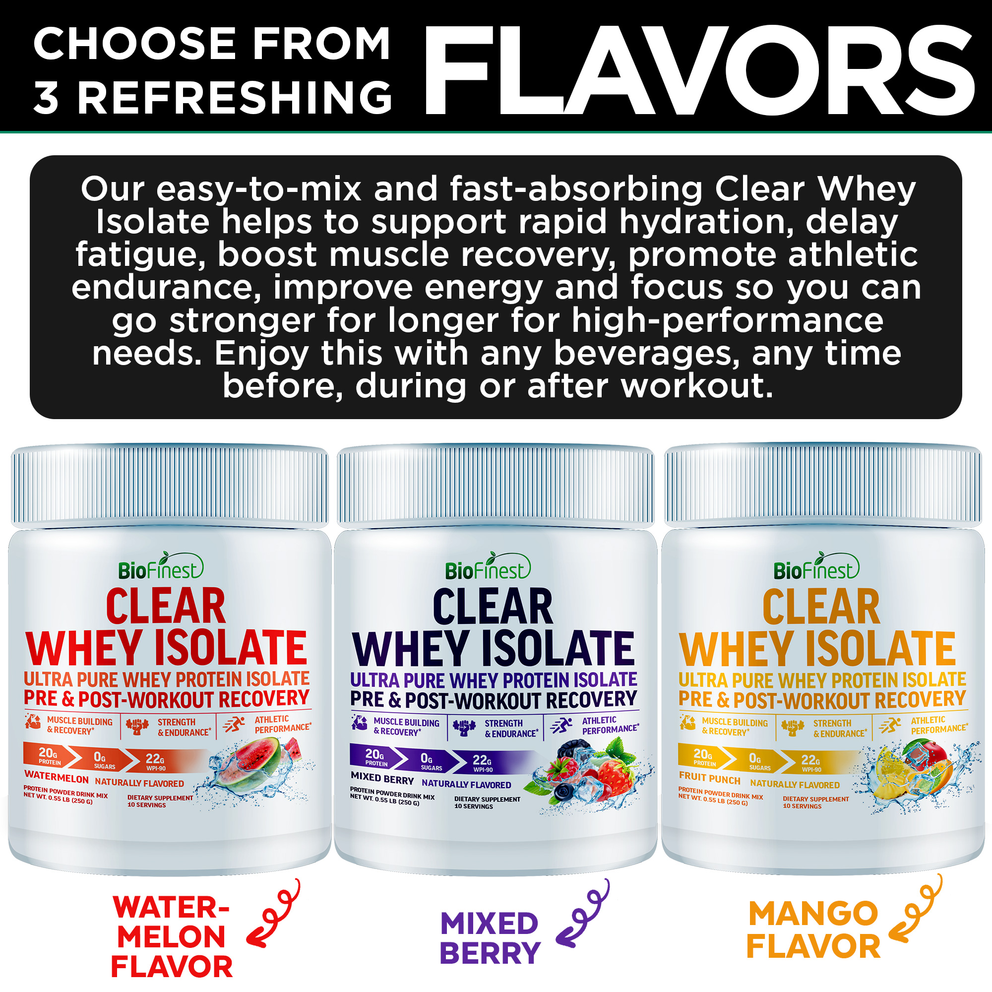 Biofinest Clear Whey Isolate Protein Powder - WPI Muscle Building Pre ...