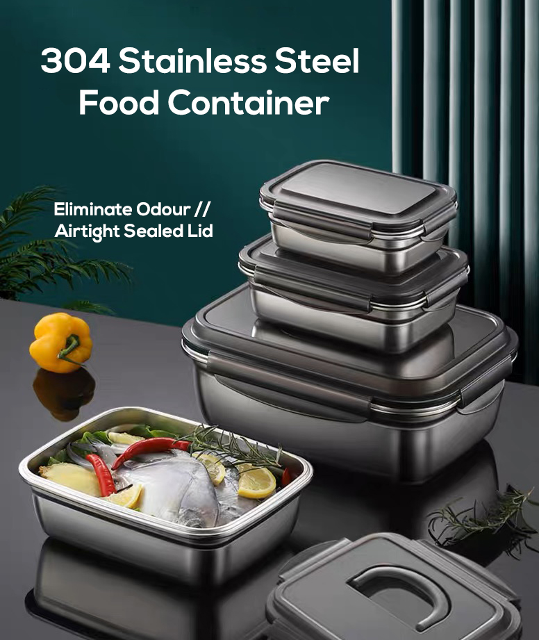 304 Stainless Steel Air Tight Food Container Box Anti-Bacterial Medical ...