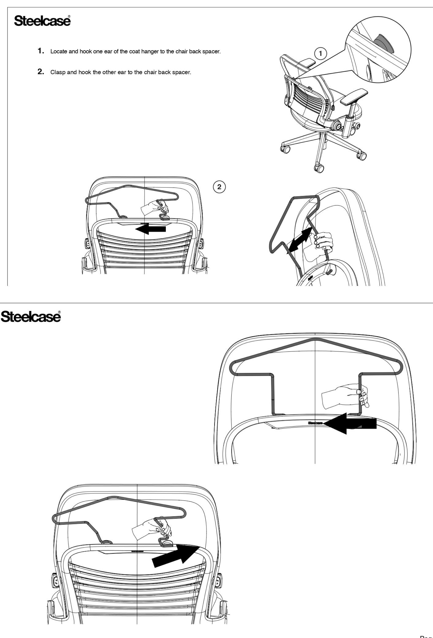 Steelcase Leap Chair Coat Hanger, Black Colour - Newstar Furniture ...