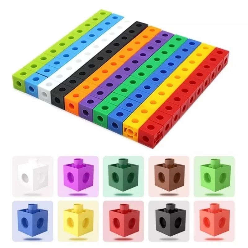 🇸🇬 [READY STOCK]100pcs 10colors Counting Math Cubes Snap Montessori ...