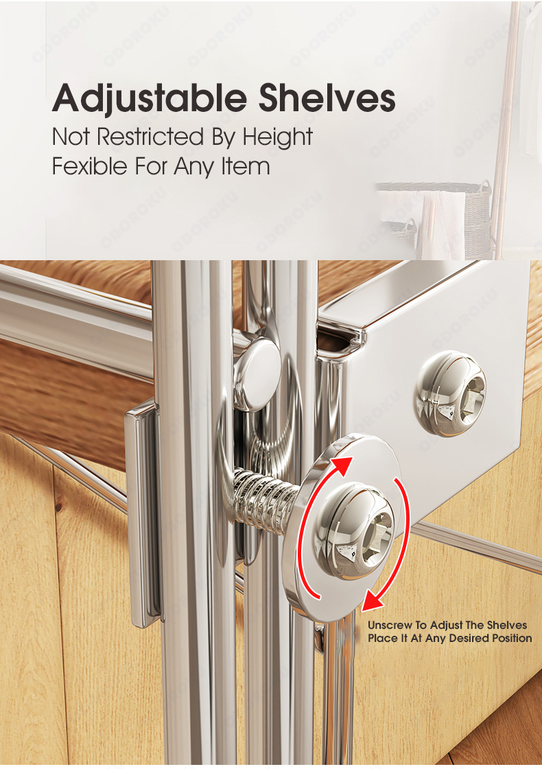 ODOROKU 3/4 Tiers Adjustable Tier Height Wooden Rack Organizer ...