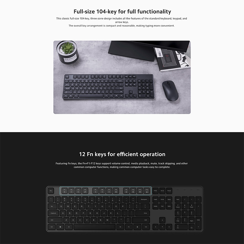 Xiaomi Wireless Keyboard and Mouse Combo Multifunction Shortcut Keys ...