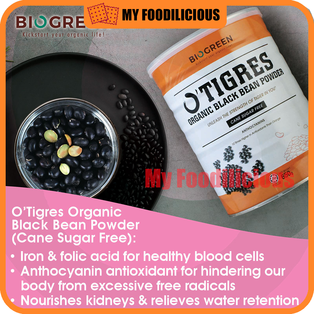 Biogreen O'Tigres Organic Black Bean Powder Low Cane Sugar 700g /Sugar Free) 650g | Shopee Singapore