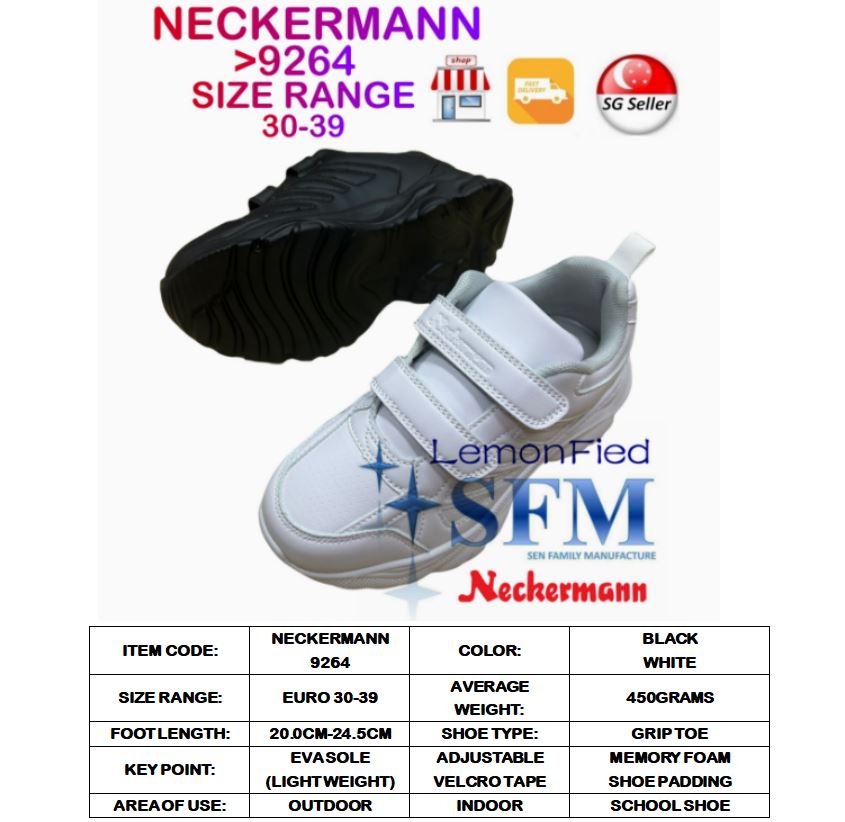 Neckermann Mix Design Size 30 - 41 School Shoe White BLACK Sneaker Kid ...