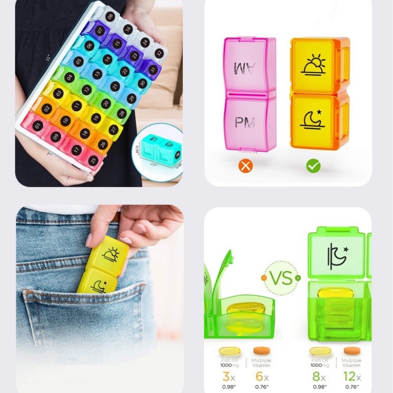 Pill Organiser Box AM PM Medicine Case Tablet Storage Travel Pill ...