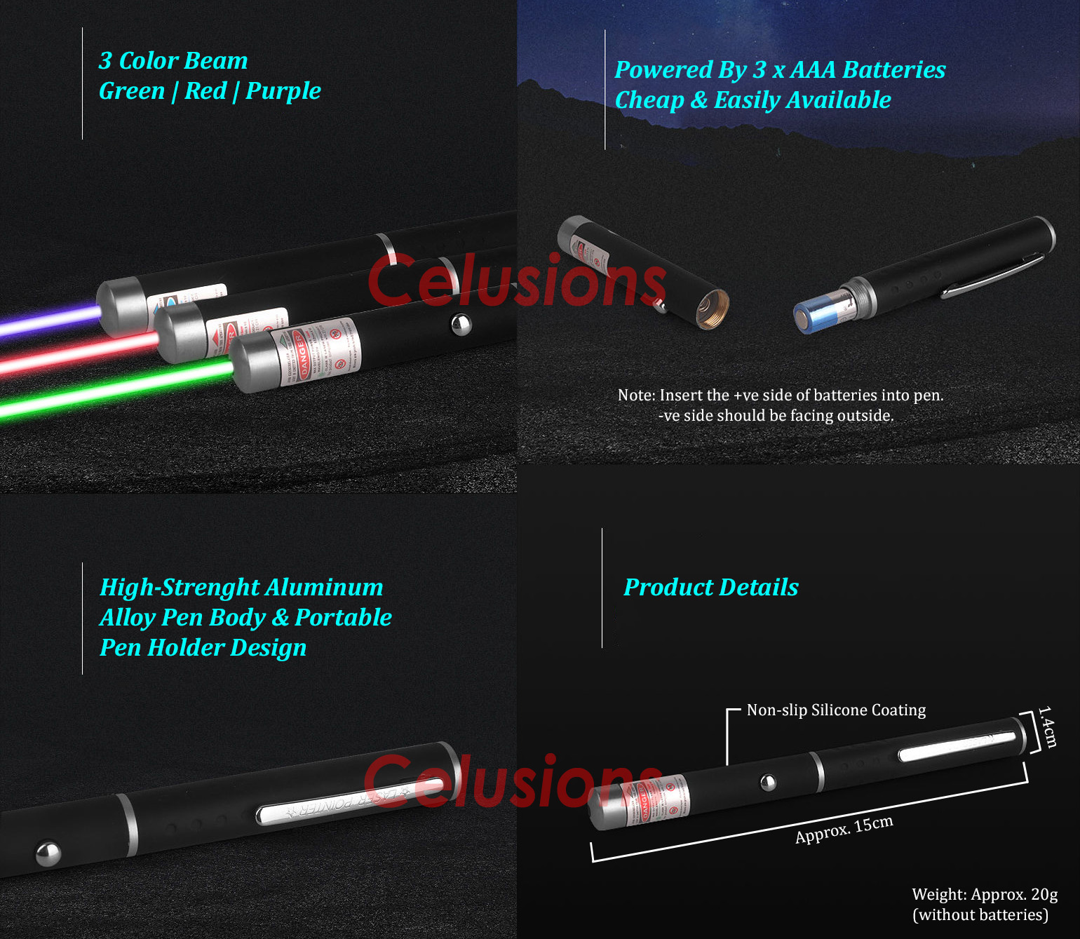 【SG Seller】 ️Laser Pointer Pen ️ USB Rechargeable AAA Batteries High ...