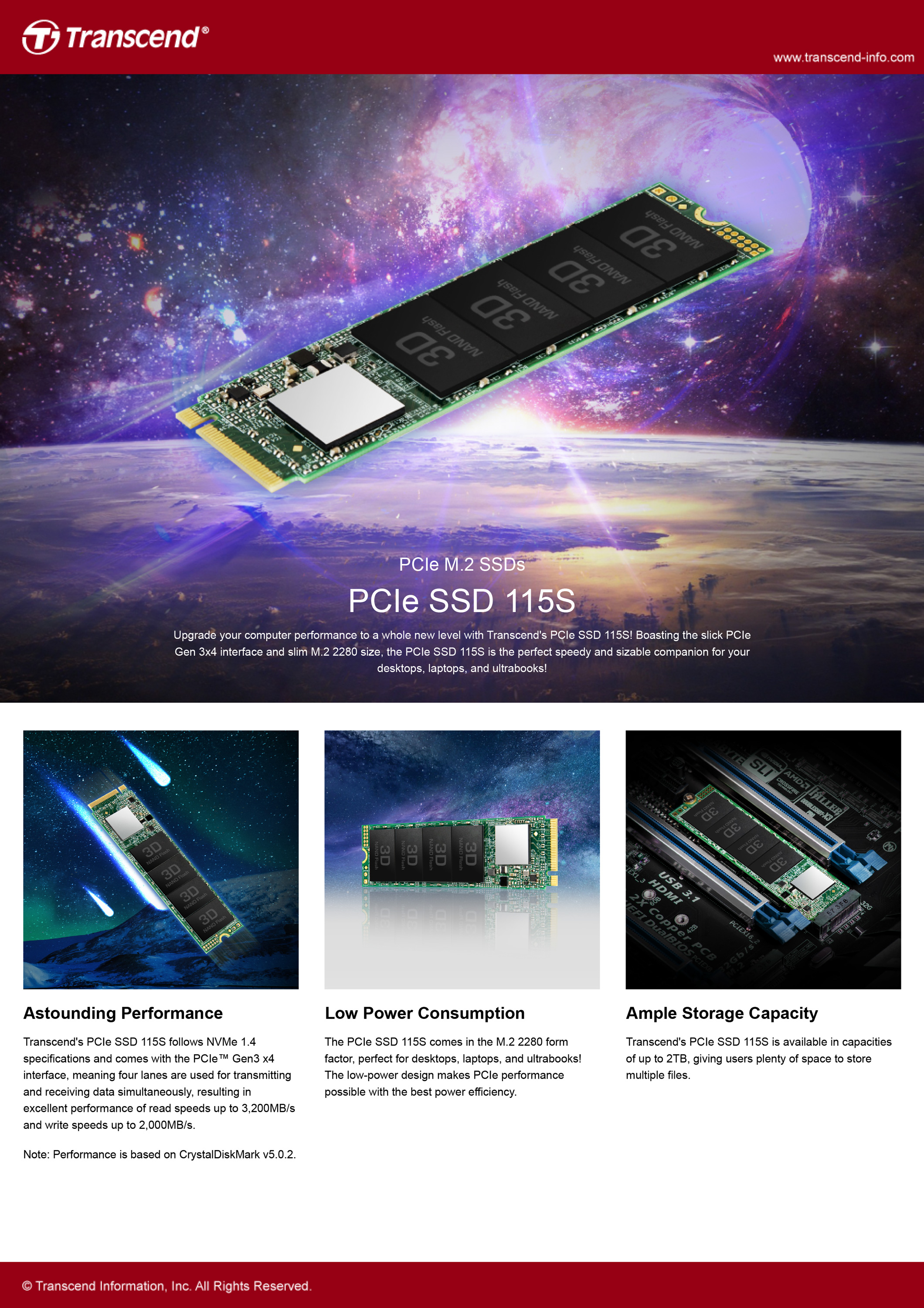 Transcend MTE115S NVMe PCIe Gen3 x4 3D TLC M.2 2280 SSD (500GB/1TB/2TB) | Shopee Singapore