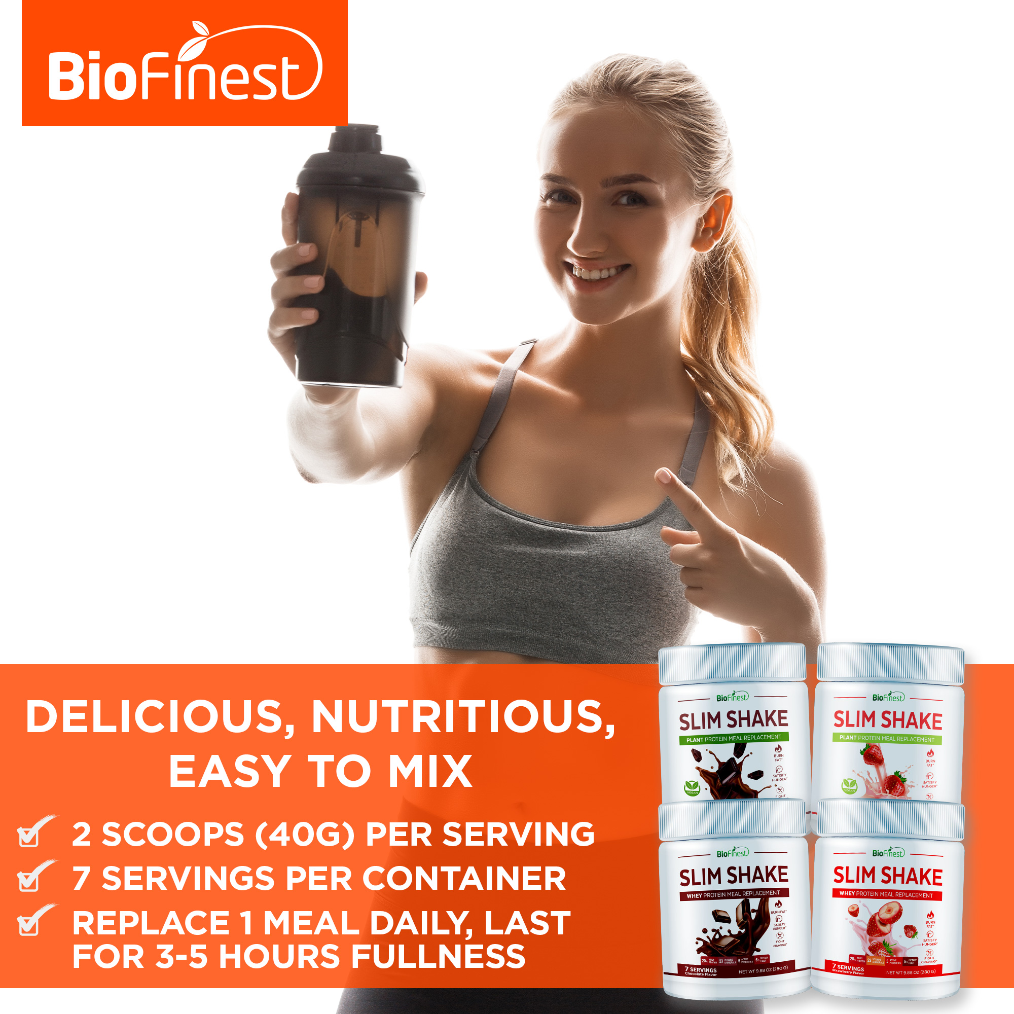 Biofinest Slim Shake Whey Plant Protein Meal Replacement Powder ...