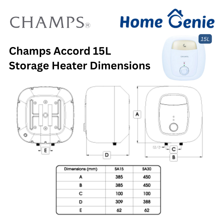 *Installation Available* Champs Pro Storage Water Heater SA15 / SA30 ...