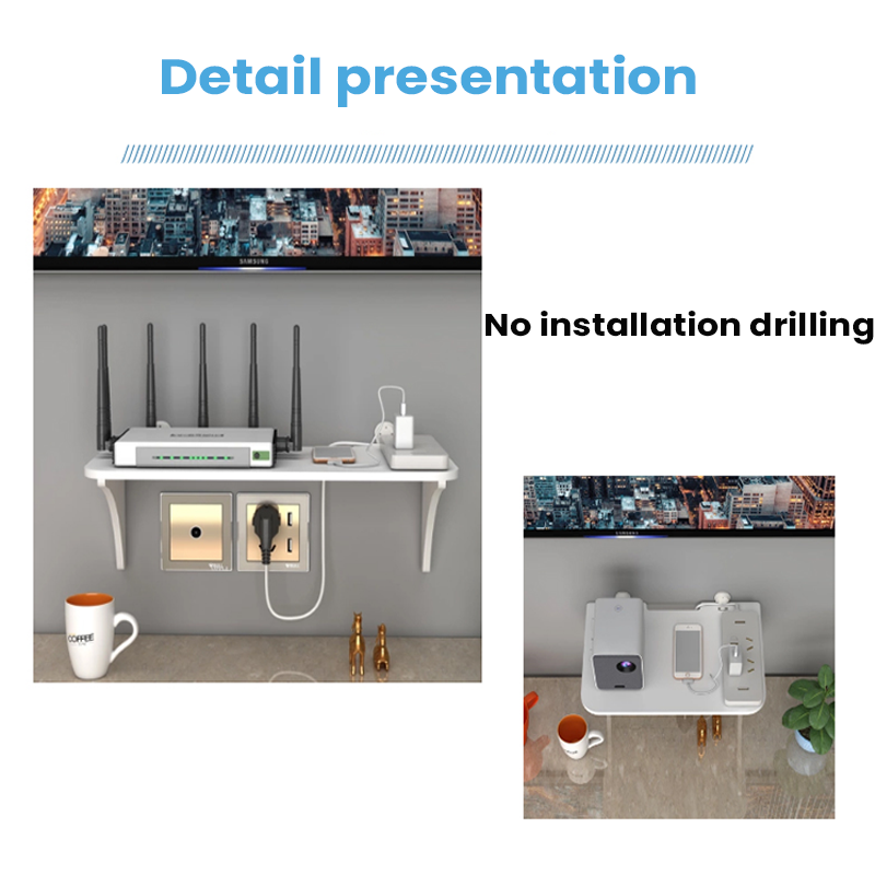 [SG] 39CM Wall Shelf Rack No Drill Wall Mounted Shelf WIFI Router ...