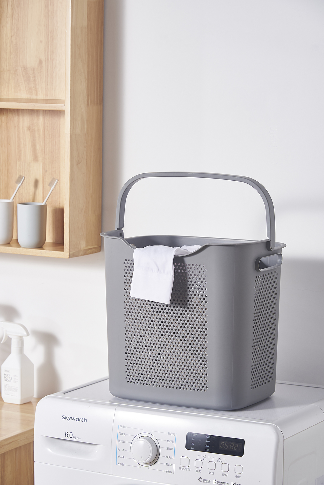 Japanese Style Laundry Basket With Small Inner Basket Hamper Sundries ...