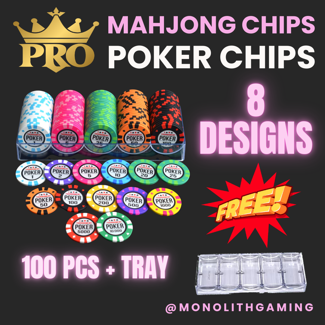 [8 DESIGNS - READY STOCKS ] 100 PIECES PRO UPGRADED 14g Clay Mahjong ...