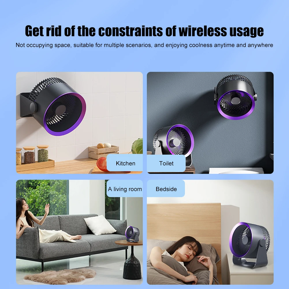 Wireless USB Rechargeable Circulation Fan Desktop Ventilation Desk ...