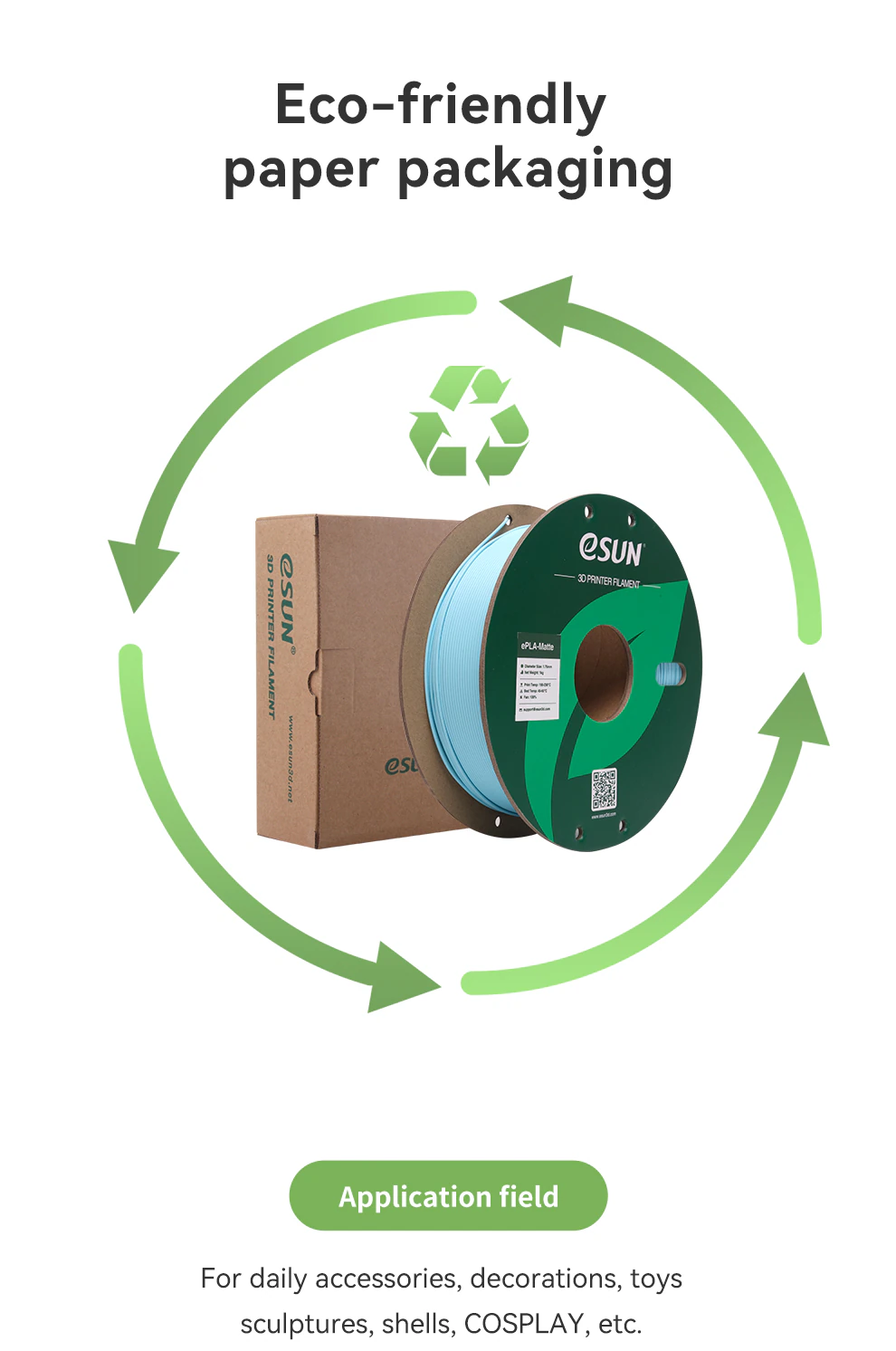 eSun ePLA-Matte 1.75mm 1KG 3D Printer Filament PLA Matte Pastel Mint Green Peach Pink Yellow ...