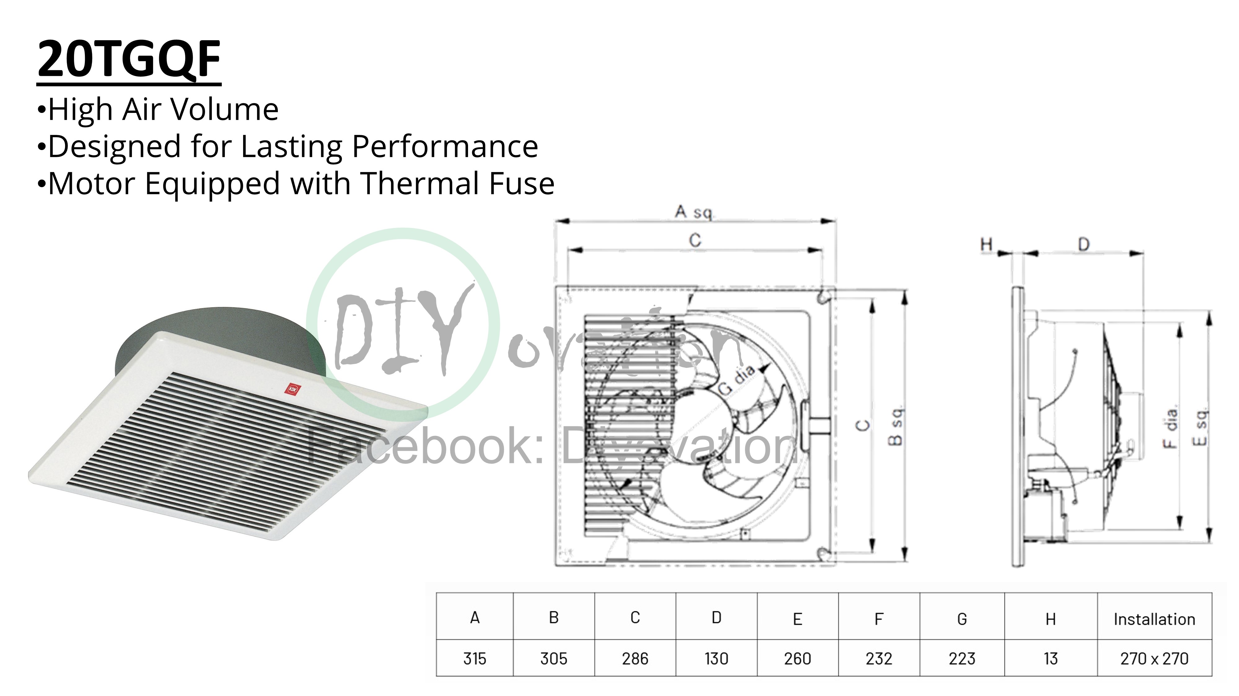 KDK ceiling mount ventilation suction exhaust fan/ KDK 20TGQF | Shopee ...