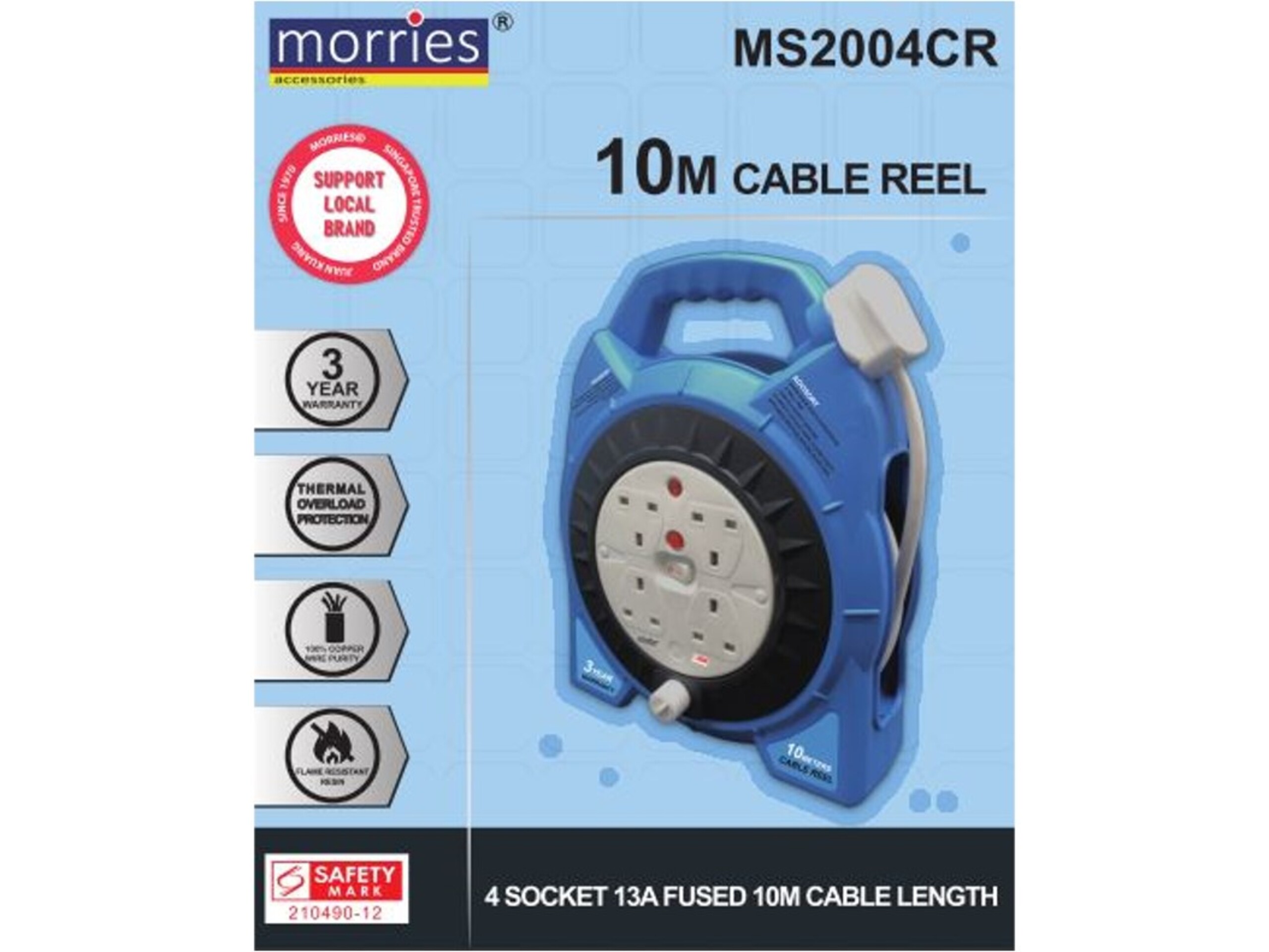 Morries 4 Way Socket 6M / 10M Cable Reel MS2003CR / MS2004CR | Shopee ...