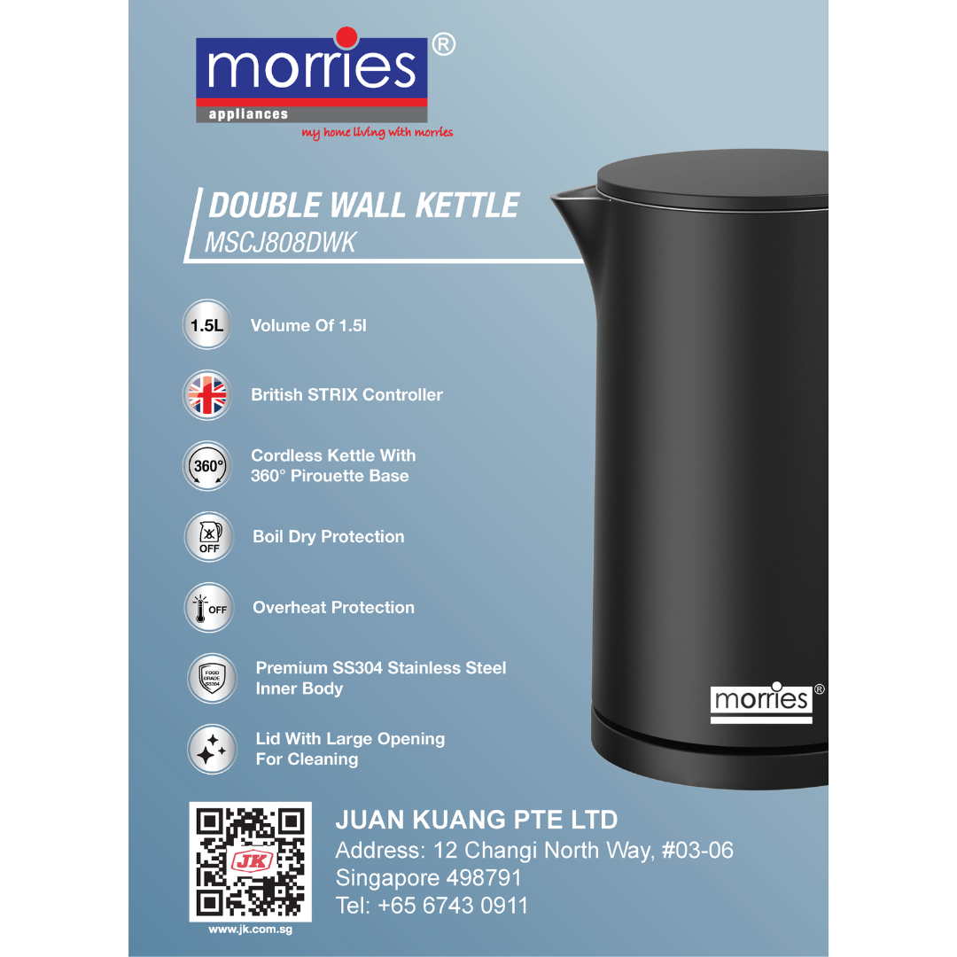 Morries 1.7L Glass Kettle MS8080GK /1.5L Double Wall Kettle MSCJ808DWK ...