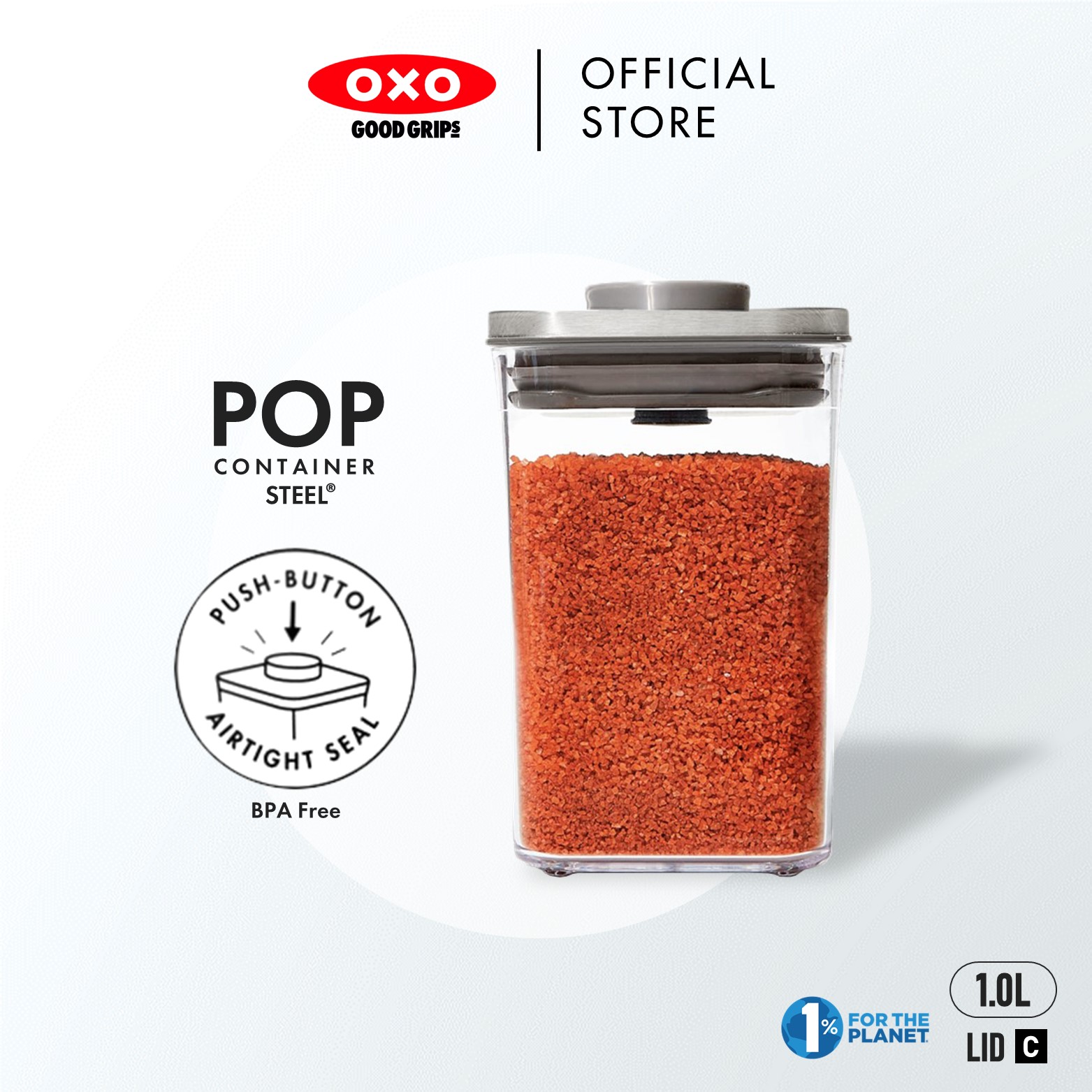 OXO Steel® POP Container Stainless Steel Small Square Short 1.0L | Shopee Singapore