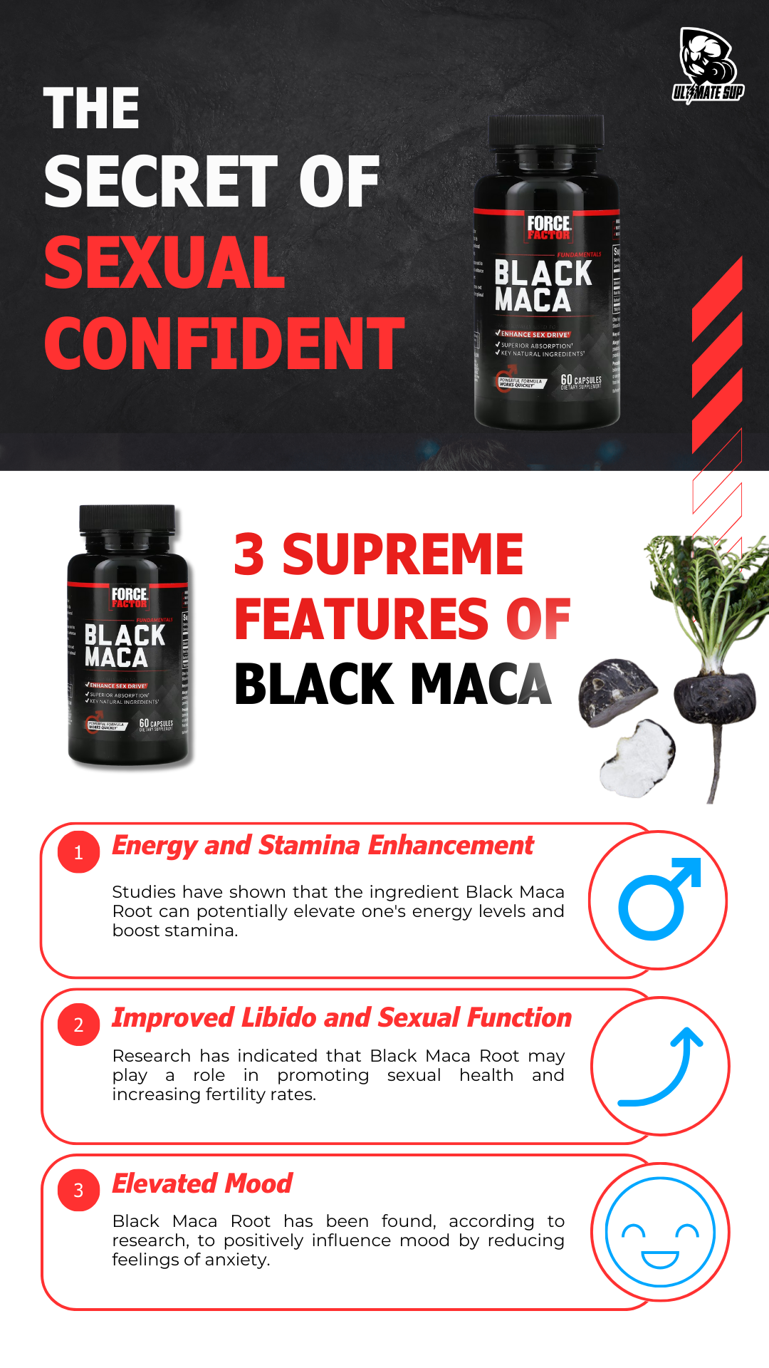 Force Factor, Black Maca, Enhance Men's Vitality with Maca + Selenium ...