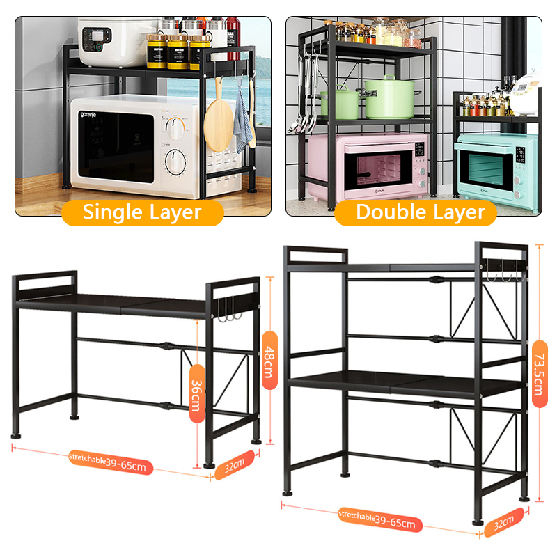 3 TIER Kitchen Storage Rack Adjustable Microwave Oven Rack Kitchen ...