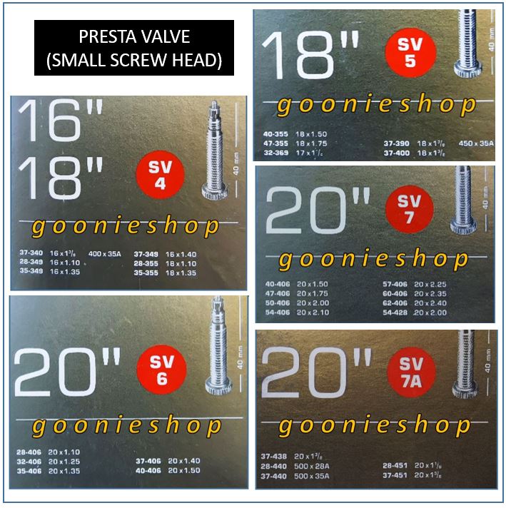 *SG SELLER* SCHWALBE Inner Tyre Tube for 16 18 20 22 inch Folding Bicycle. Model AV4 AV6 AV7 ...