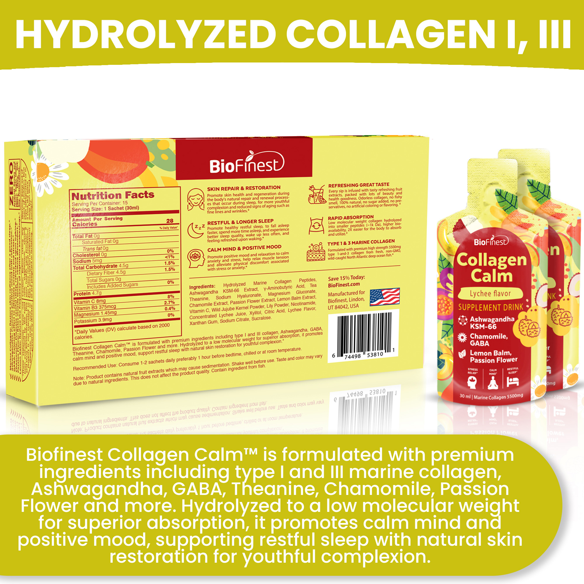 Biofinest Marine Collagen Peptides Drink 5500mg - Beauty Slim Calm ...