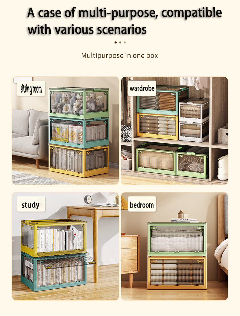 【SG STOCK】Household transparent clothing storage box | Foldable snack toy storage box | Mobile ...