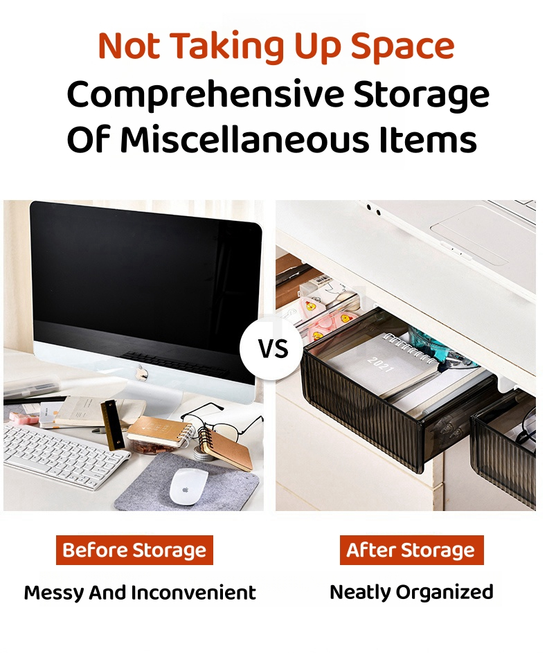 SG Under Table Desk Drawer Stationary Box Self-adhesive Under-drawer ...