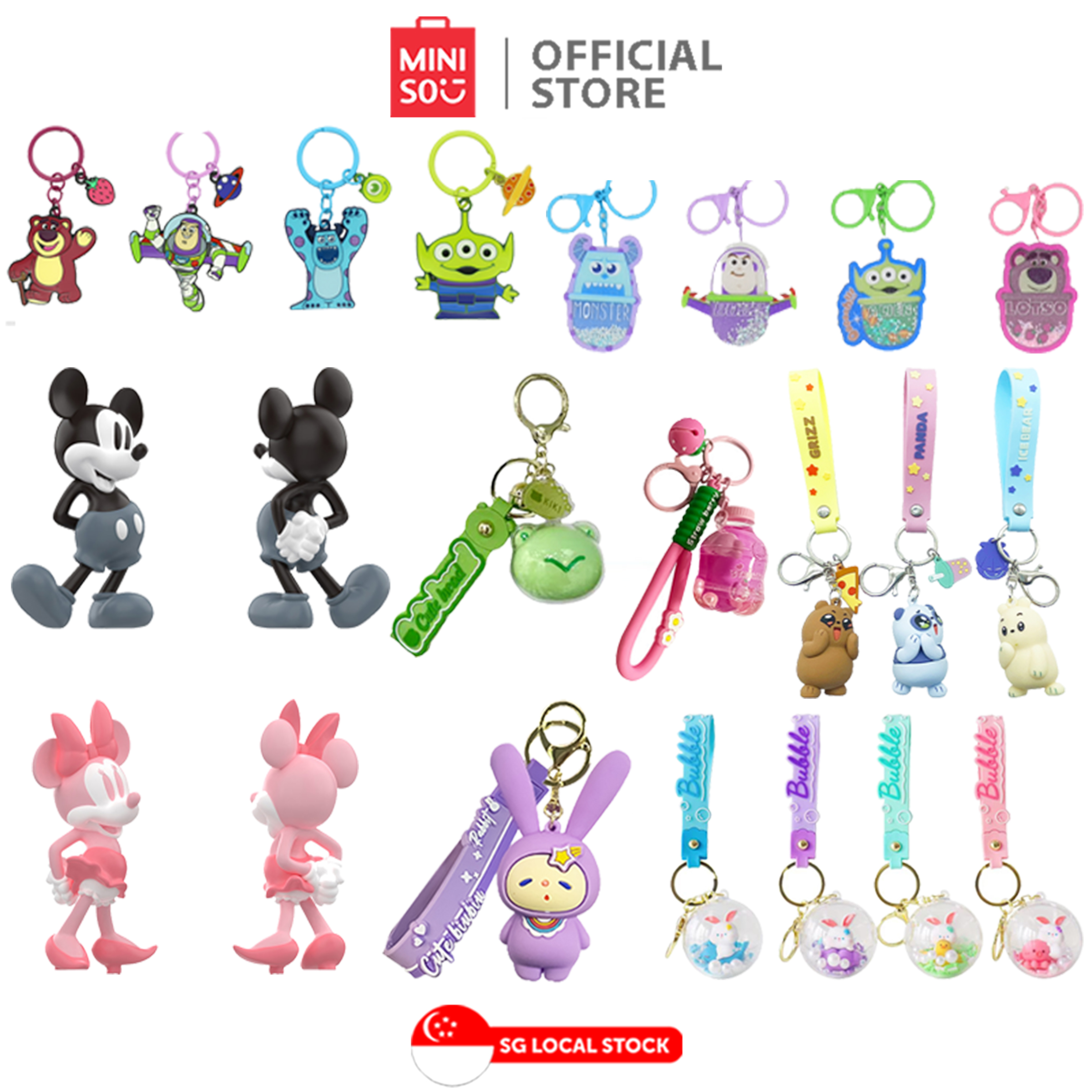 MINISO Cute Keychain Collection (Disney/We Bare Bears/Bubble)(Acrylic ...