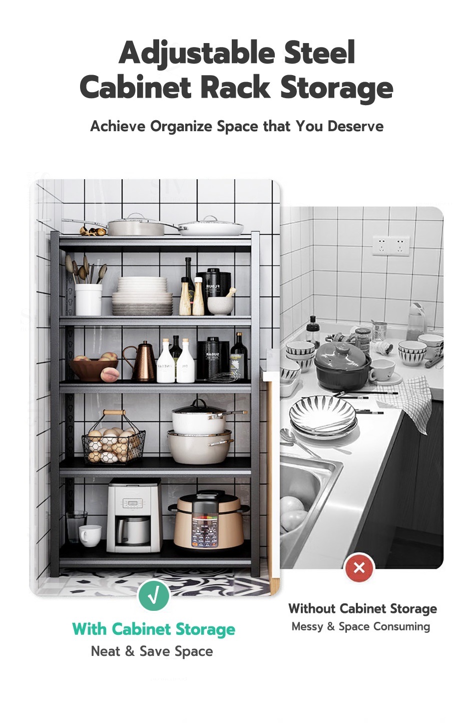 Heavy Duty Metal Rack Boltless Shelf Movable Kitchen Rack Storage Shelf For Kitchen Warehouse ...