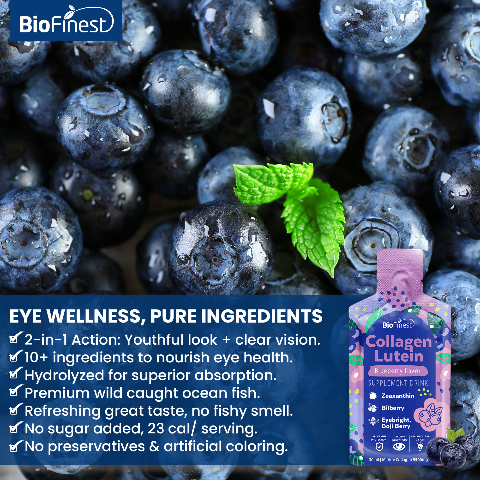 Biofinest Marine Collagen Peptides Lutein Drink 5500mg Zeaxanthin ...