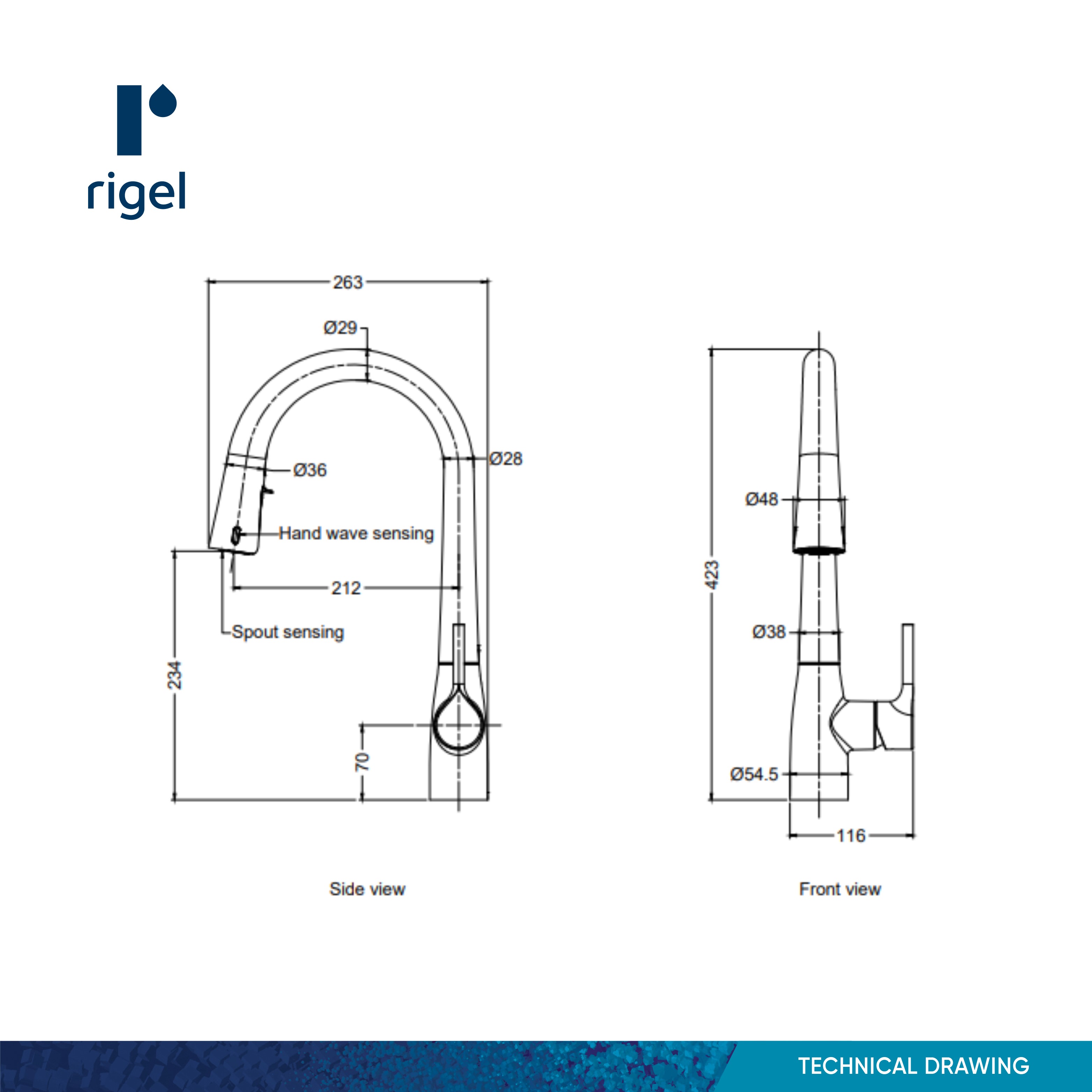 RIGEL Gunmetal Sensor Kitchen Mixer Tap MXK1400028PBB (GUN) | Shopee ...